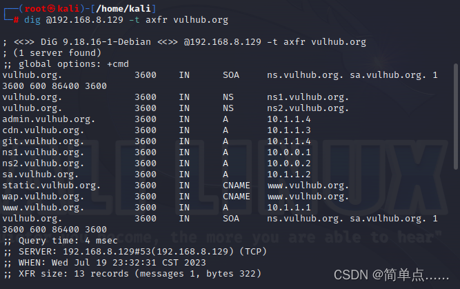 Vulhub复现---DNS域传送 (dns-zone-transfer)_dns zone transfer-CSDN博客