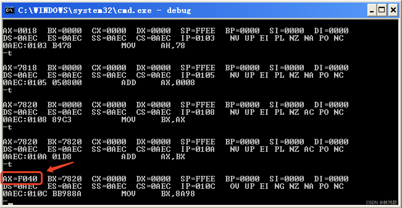 汇编指令调试_mov bx,ax后ax为多少?-CSDN博客