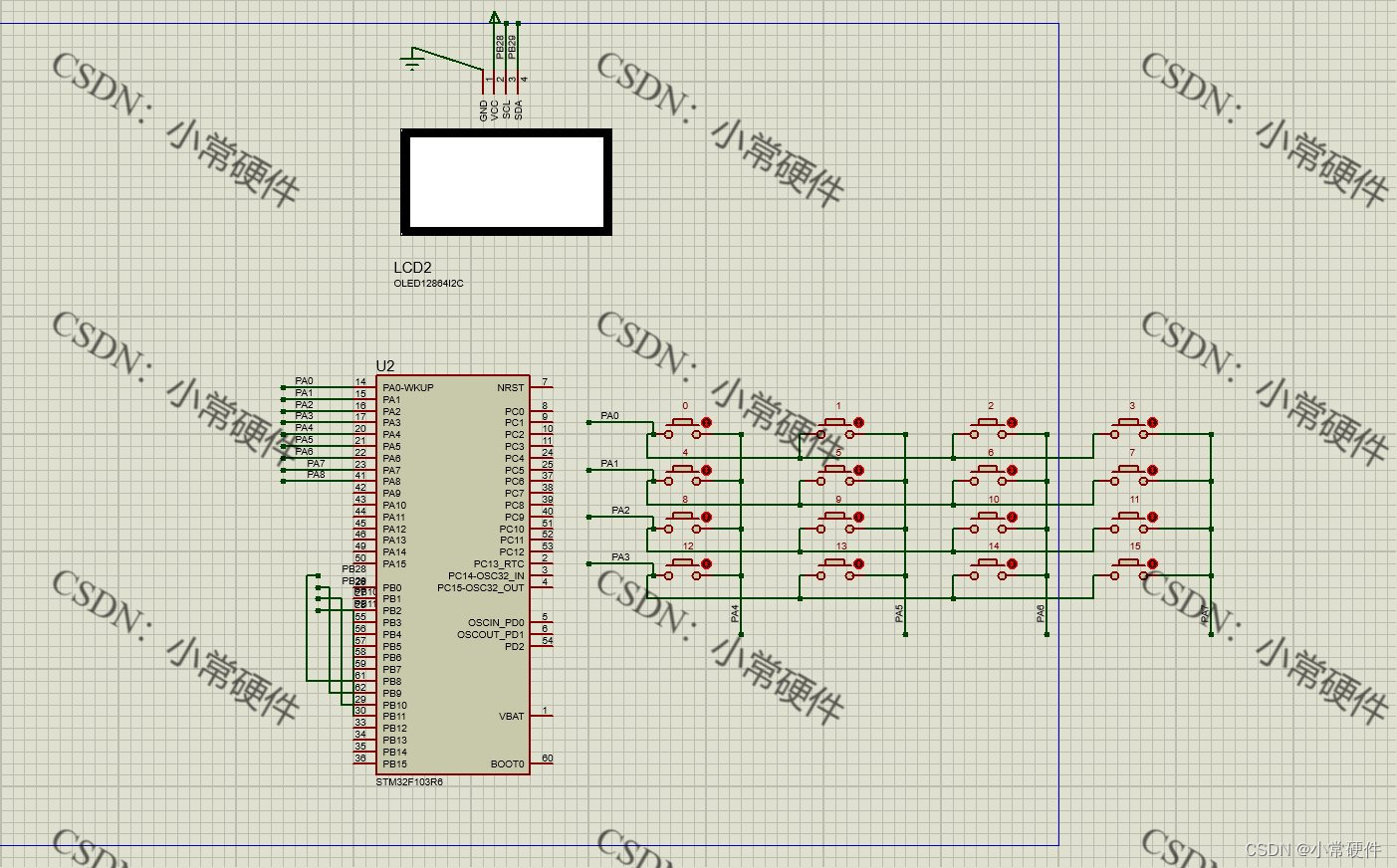 Proteus仿真实例基于stm32单片机的简易计算器（仿真文件程序）24 32f 63stm32计算机0到9加减乘除代码 Csdn博客 