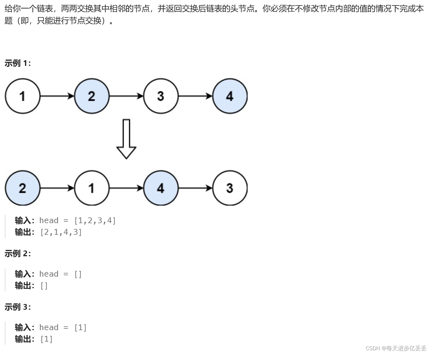 【leetcode每日一题】 递归 两两交换链表中的节点（难度⭐）（38）递归 两两交换链表的节点 Csdn博客