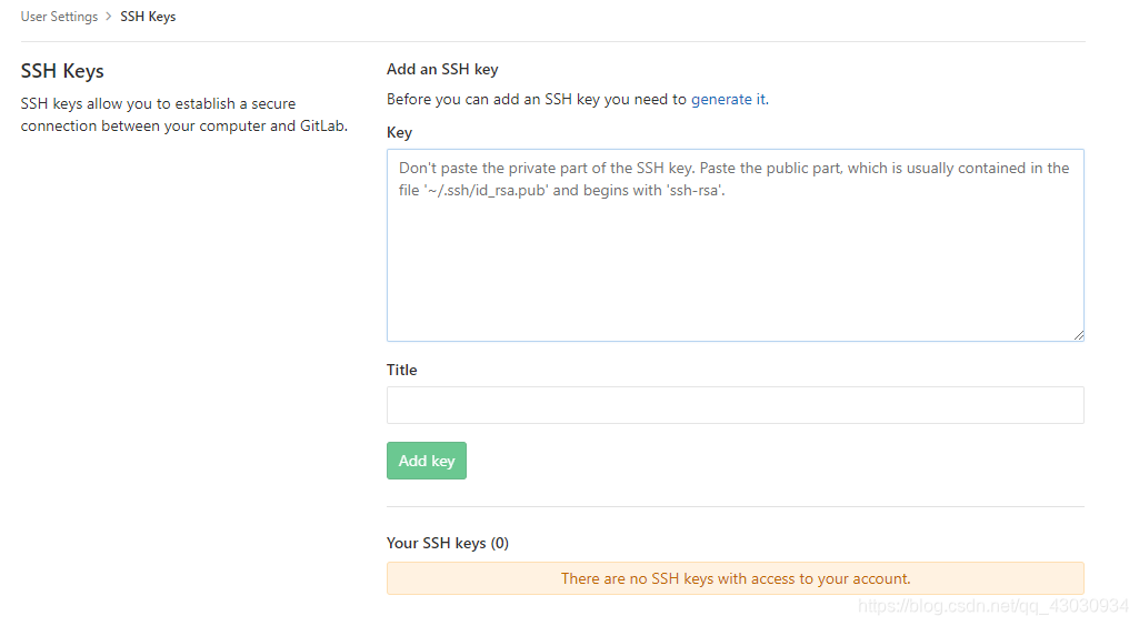 Gitlab的基本使用方法(ssh Key生成及使用)gitlab 的ssh Key怎么用 Csdn博客 8969