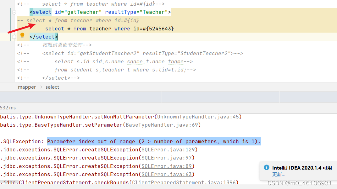 错误Parameter index out of range (2 ＞ number of parameters, which is 1)._parameter index out of ...