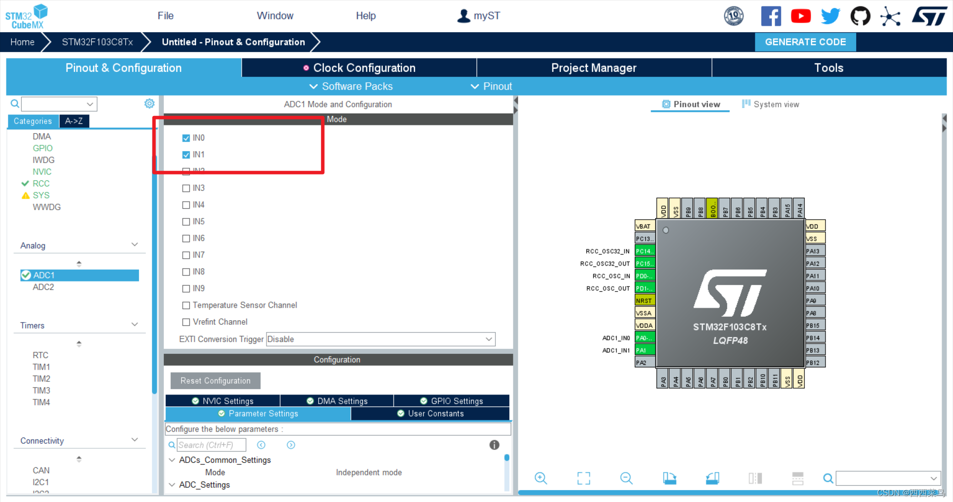 Stm32 Hal库 Adc采集 Dma中断采集 平均值滤波 Stm32cubemx开发 Hal库开发系列 主控stm32f103c8t6stm32 Hal Dma Adc Csdn博客