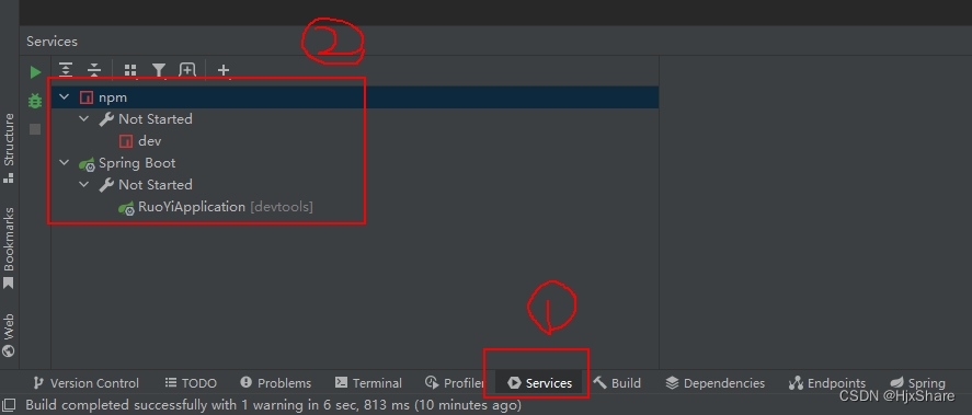 IDEA的Services中添加SpringBoot启动和npm启动(快速启动项目，提高效率)_idea中edit configuration找不到npm-CSDN博客