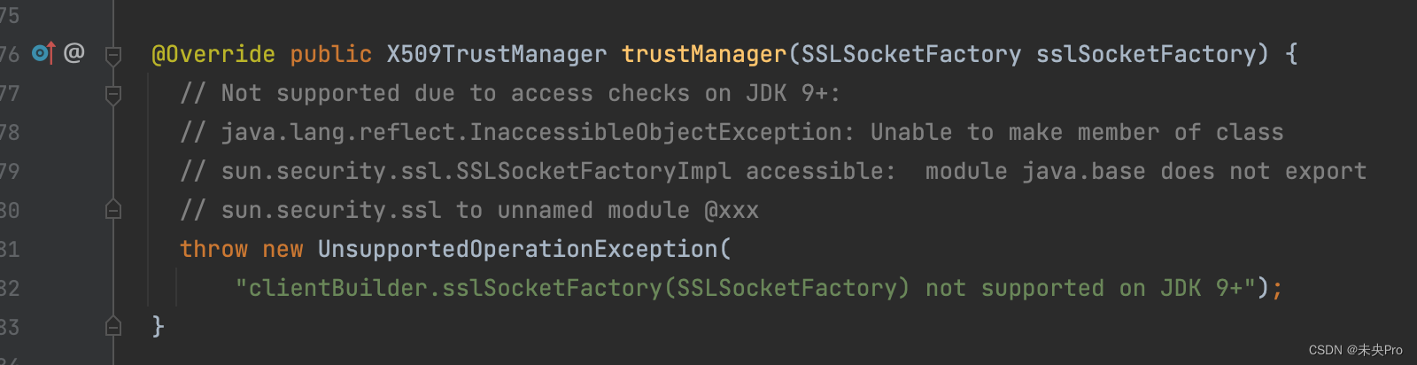 Caused by: java.lang.UnsupportedOperationException: clientBuilder.sslSocketFactory ...