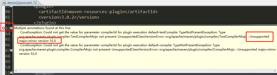 新建java Maven项目报错 CoreException: Could not get the value for parameter compilerId for plugin ...