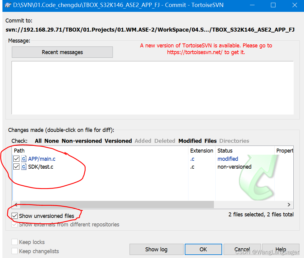 SVN提交代码时的“Show unversioned files”选项的作用-CSDN博客