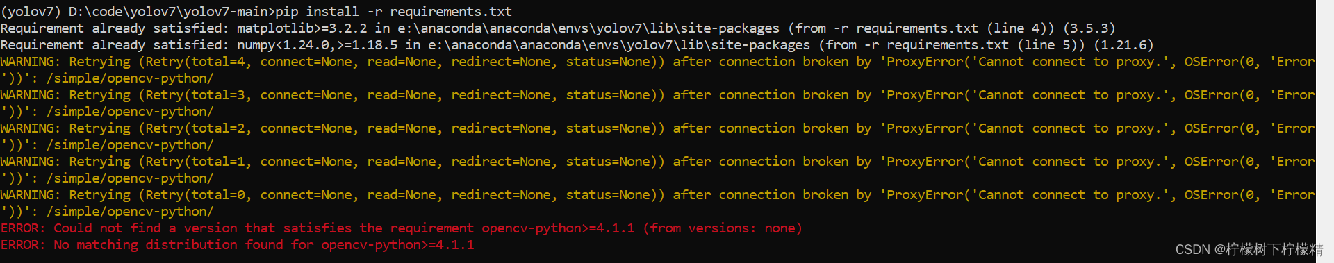 Yolov7环境配置踩坑error Could Not Find A Version That Satisfies The Requirement Matplotlib>322 Csdn博客 4184