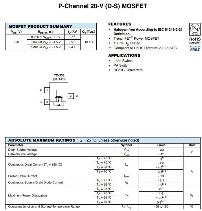 SI2333DS-T1-GE3场效应管参数-SI2333DS-T1-GE3MOS-CSDN博客