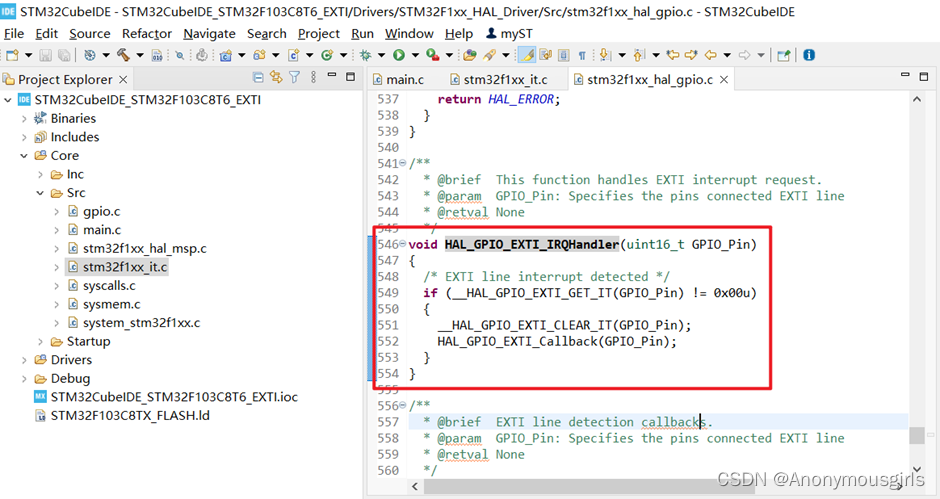 STM32CubeIDE基础学习-EXTI外部中断实验_stm32cubeide 外部中断-CSDN博客