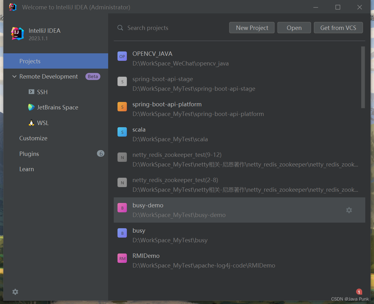 打开Intellij IDEA(2023.1.1)报错：com.intellij.diagnostic.PluginException: Fatal error initializing ...