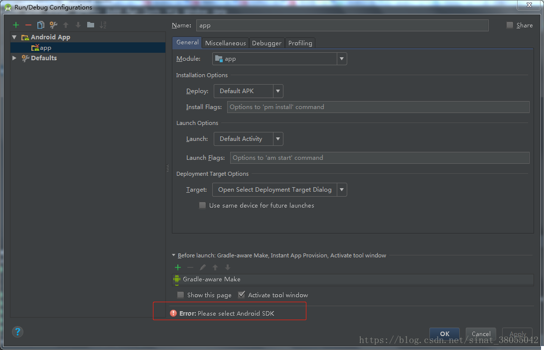 Android Studio报错:“Error running : Please select Android SDK”问题_error running app,please select ...