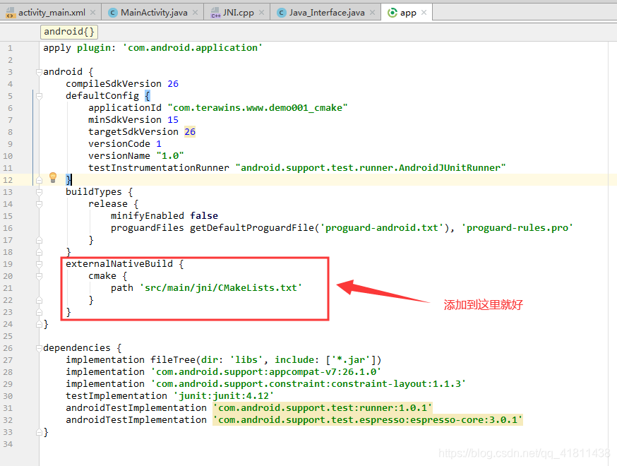 Android Studio开发之JNI开发 ---- 使用cmake方式来完成之前的Android.mk和Application.mk的功能，方式1（基础版）_android studio ...
