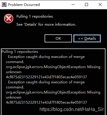 Eclipse Git pull 拉取代码报错：Exception caught during execution of merge command.-CSDN博客