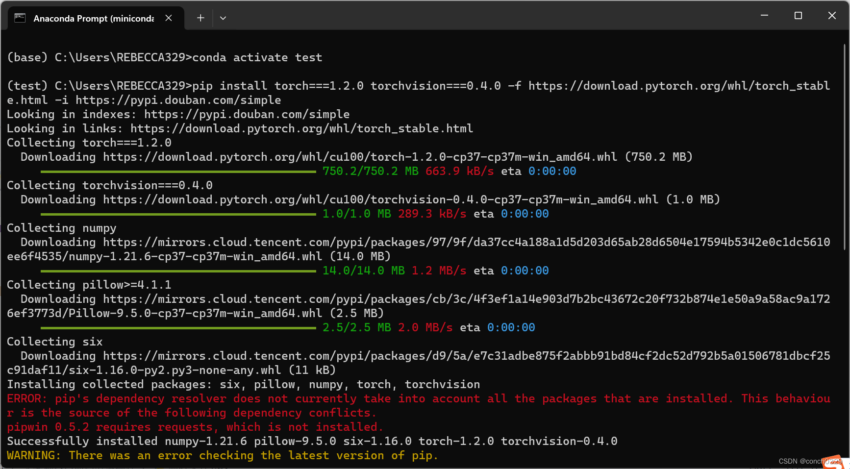 豆瓣源安装PyTorch1.5.1快速解决版本不匹配,-CSDN博客