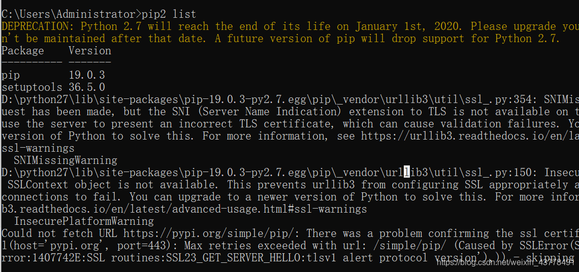 下载python2.7安装pip的问题(InsecurePlatformWarning,SNIMissingWarning)_python2.7 snimissingwarning-CSDN博客