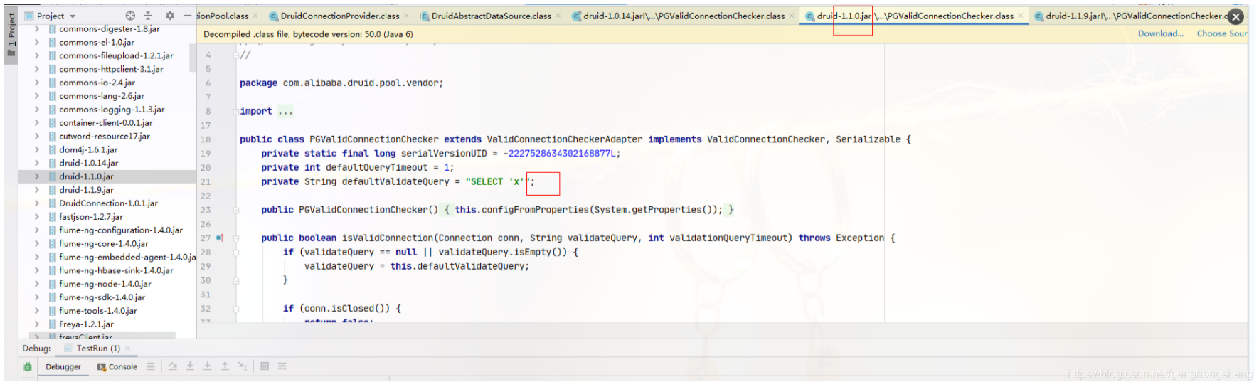 druid-1.0.14.jar连pg库报错根本原因 java.sql.SQLException: validateConnection false_postgresql ...