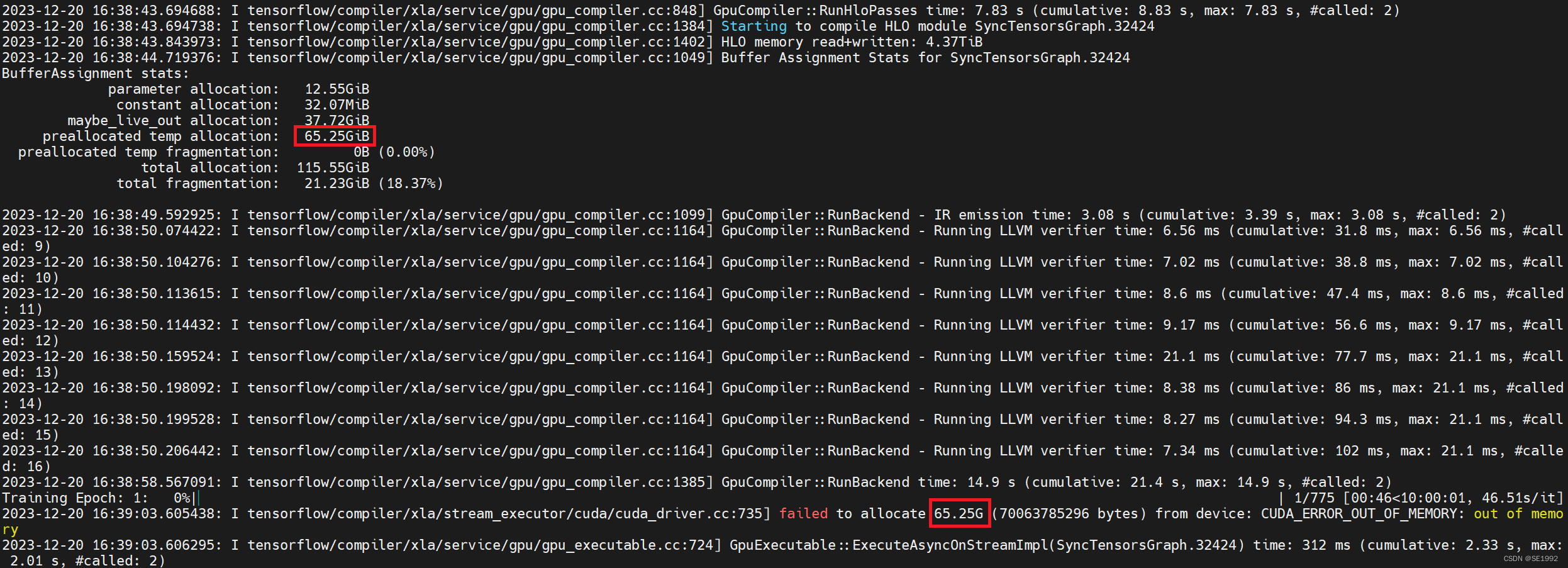 由于CUDA OOM，对XLA(HLO)内存分配过程的一点总结_you may see slightly different numerical results d-CSDN博客