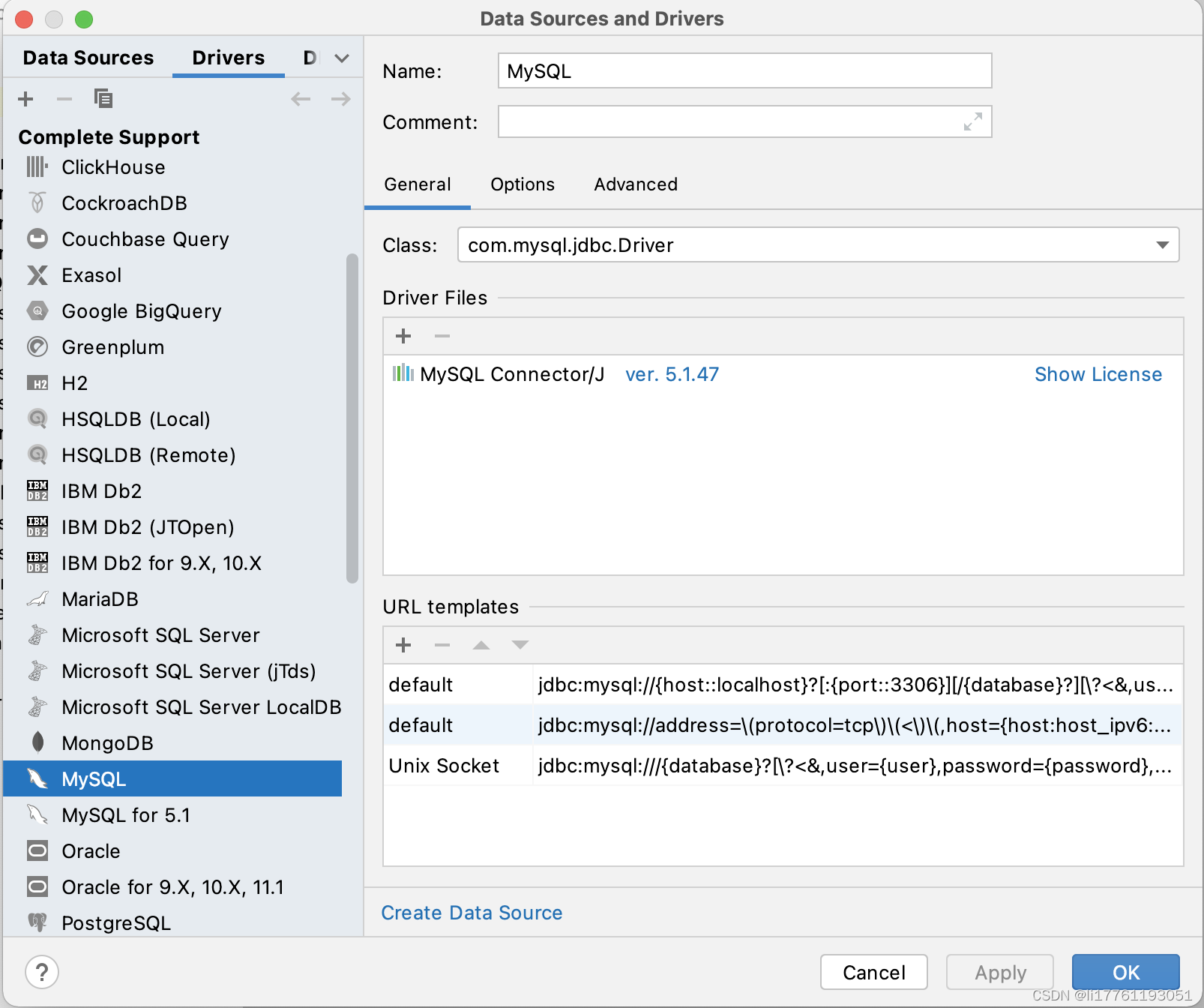 Idea连接database的Drivers选择_idea database driver-CSDN博客
