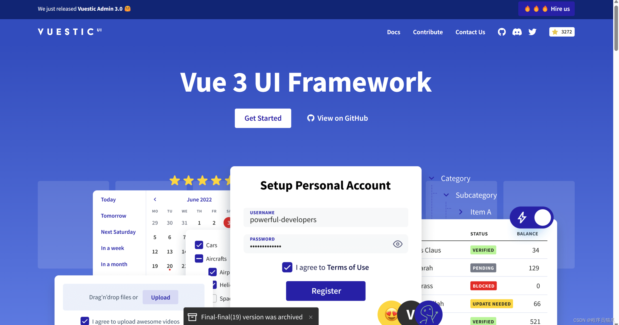 Vue常用的组件库大全【前端工程师必备】【实时更新】【移动端、PC端（web端）、数据可视化组件库（数据大屏） 、动画组件库、文本编辑器，富文本、Markdown，3D组件库，Markdown ...