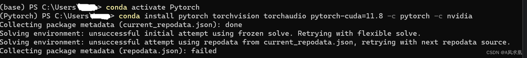 Conda安装pytorch出现solving Environment Unsuccessful Initial Attempt Using Frozen Solve Csdn博客