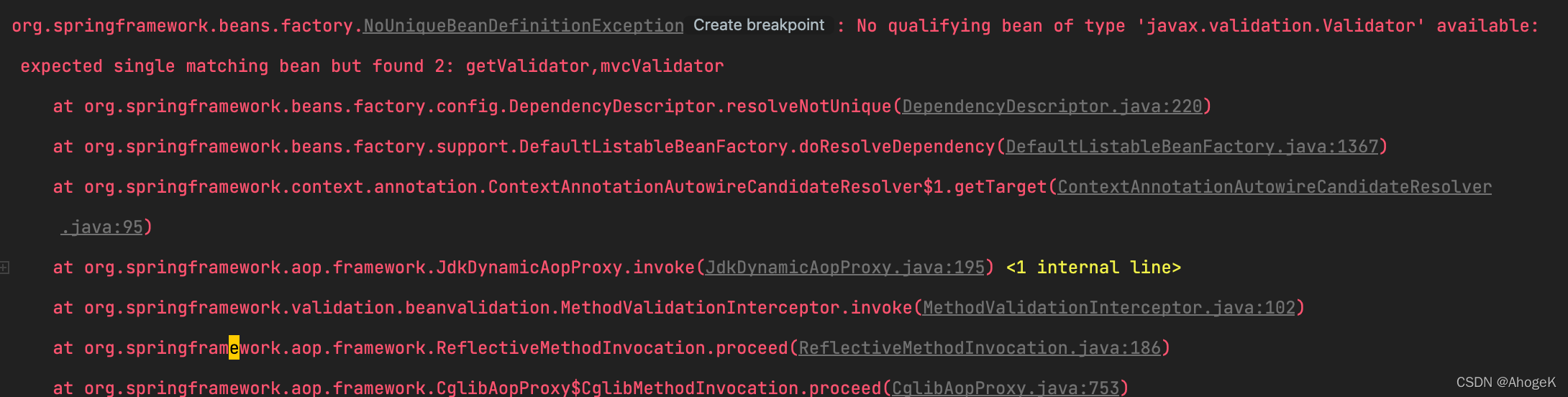 【问题】expected single matching bean but found 2: getValidator,mvcValidator_no qualifying bean of ...