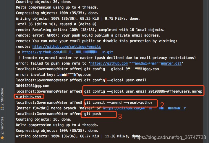 ! [remote rejected] master -> master (push declined due to email ...