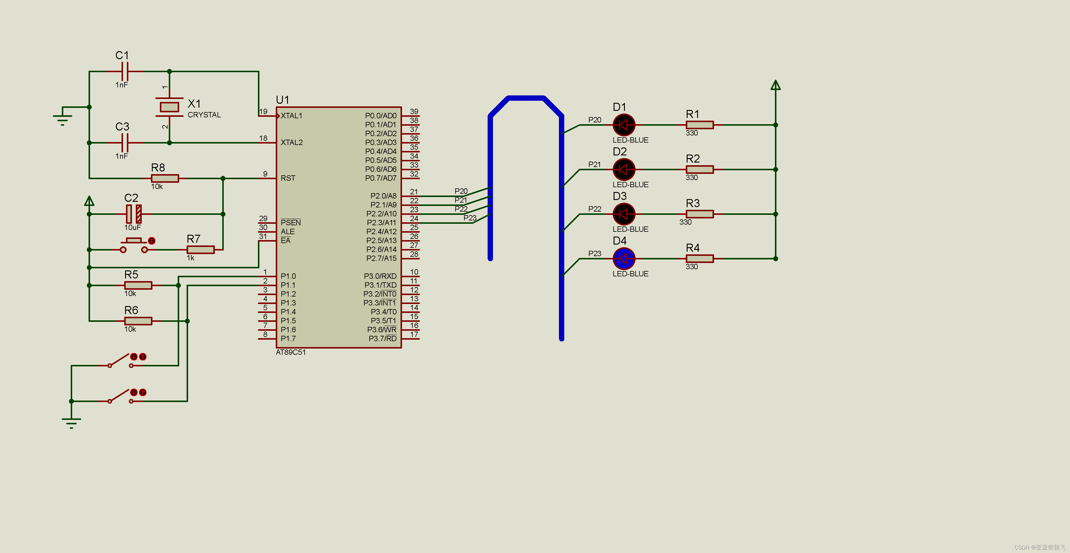 P1/P2口控制LED与数码管实验：从理论到实践-CSDN博客