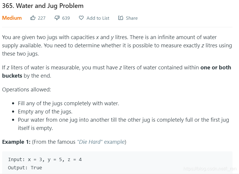 Leetcode 365. Water and Jug Problem_设a与b的最大公约数是d,则存在-CSDN博客