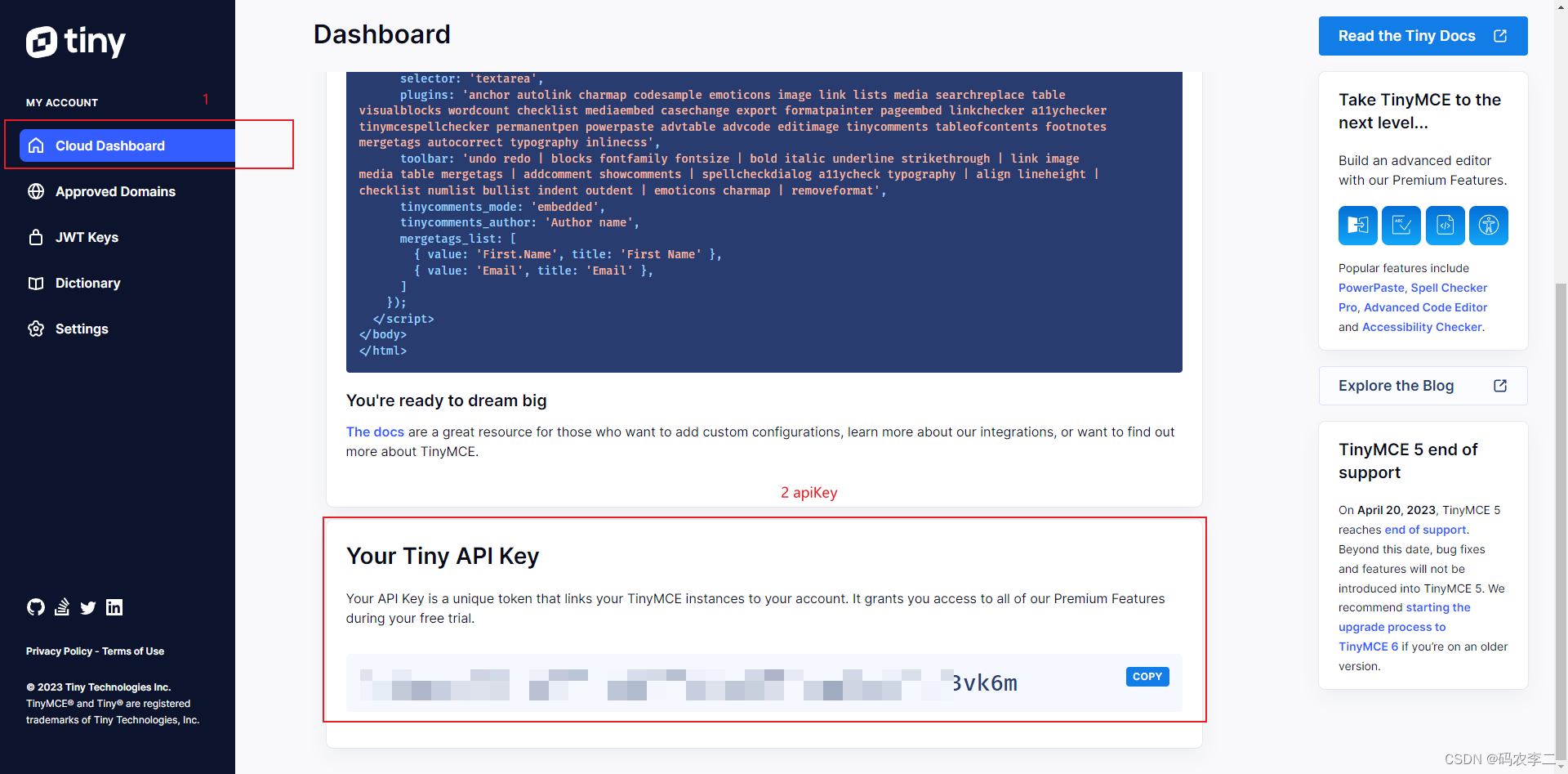 Tinymce警告This domain is not registered with Tiny Cloud. Please see the quick start guide_this ...