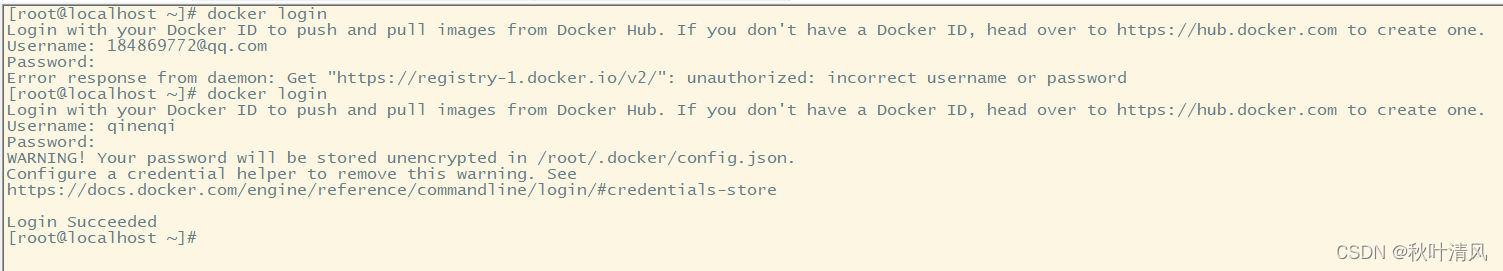 docker login 命令行登录失败，页面登录成功_docker-java unauthorized: incorrect username or pa-CSDN博客