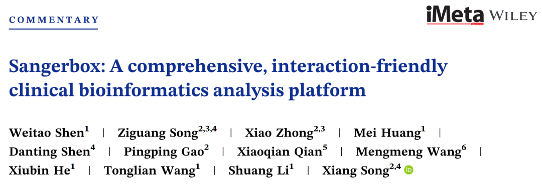 iMeta | 高被引交互式整合临床生信分析平台：Sangerbox-CSDN博客
