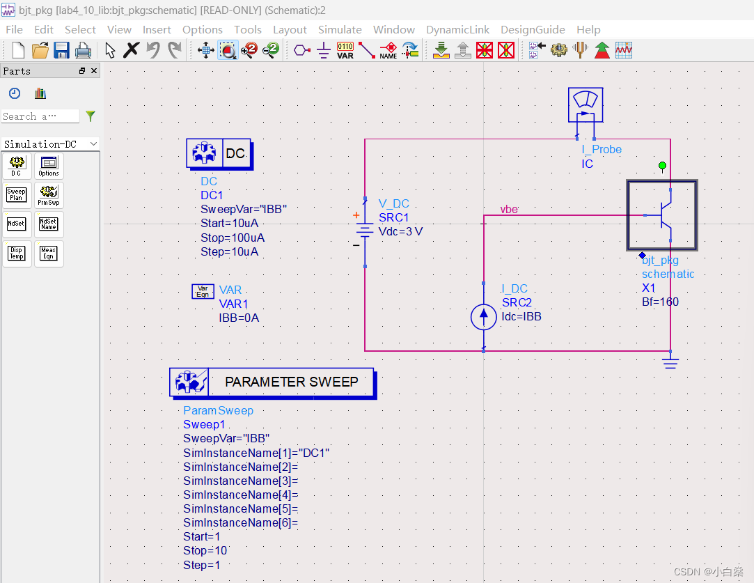 ADS仿真错误：对直流偏置的参数扫描进行设置并仿真_is an instance of an undefined model-CSDN博客