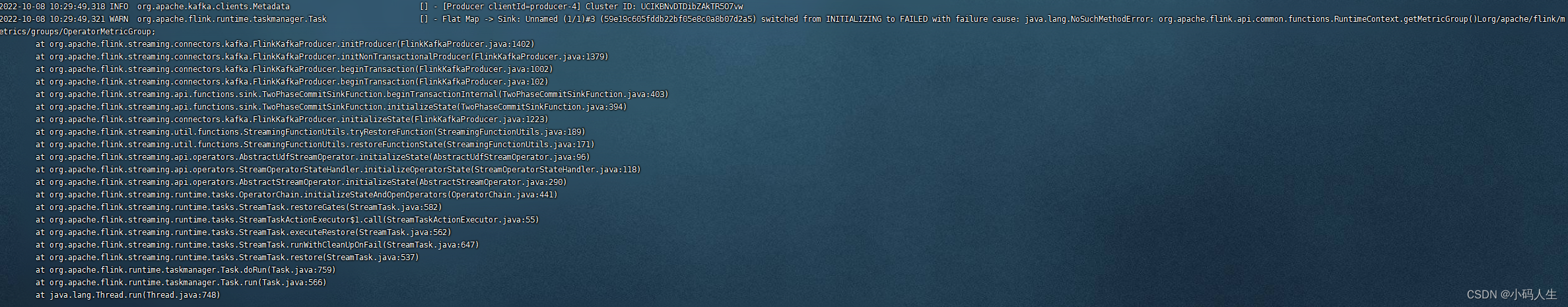 flink 启动job时 提示Lorg/apache/flink/metrics/groups/OperatorMetricGroup_flink 1.14 nosuchmethod ...