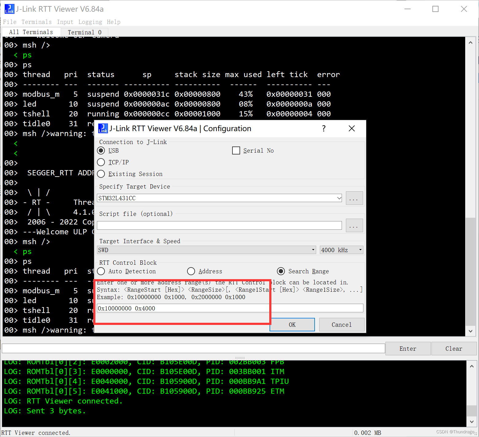 RT-Thread 联合STM32L431使用RTT jlink避坑踩雷_jlink rtt 注意事项-CSDN博客