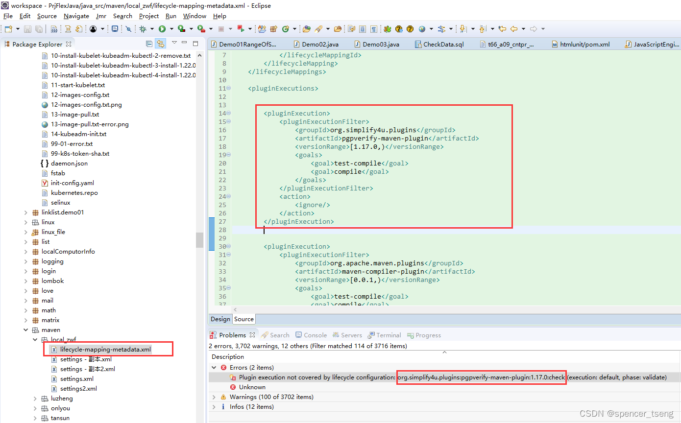 Plugin execution not covered by lifecycle configuration: org.simplify4u.plugins:pgpverify-maven ...