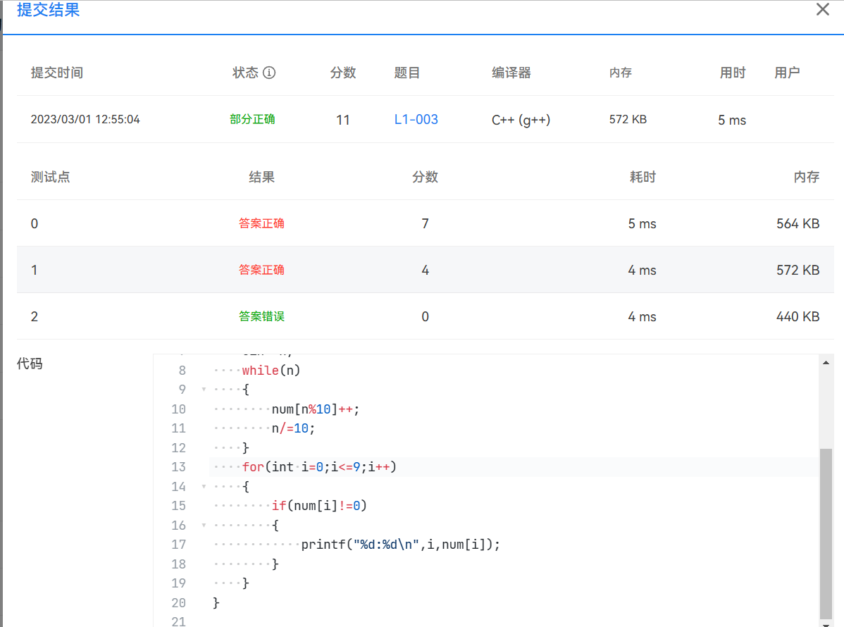 PTA团体程序设计天梯赛-练习集：L1-003 个位数统计_个位数统计c语言pta-CSDN博客