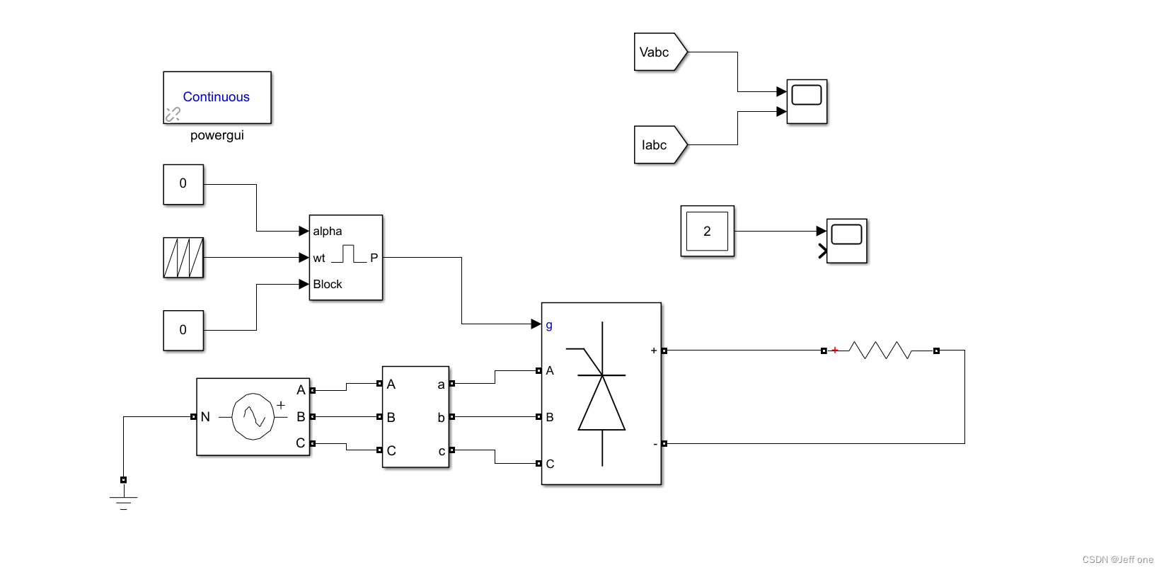 SIMULINK 三相桥式整流电路仿真（三相模块与示波器使用）_simulink整流模块-CSDN博客