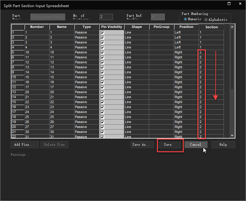 cadence SPB17.4 - orcad - WARNING(ORCAP-2435): Number of pins in ...