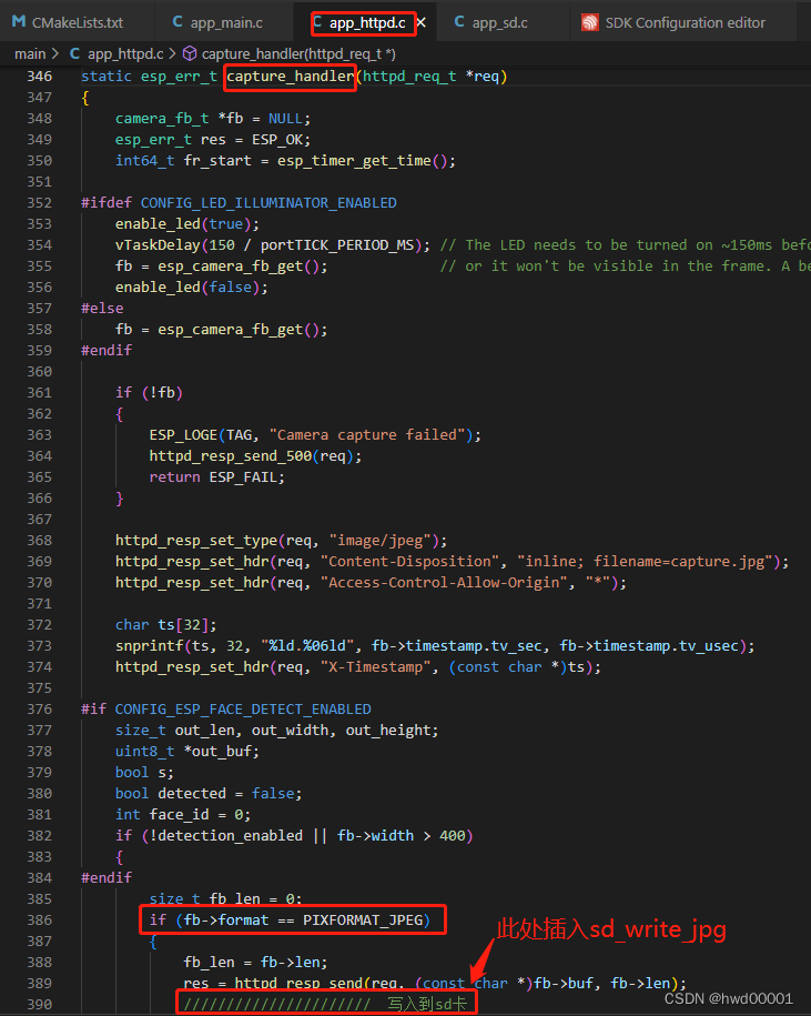 Vscodeesp Idf例程esp32 Web Camera保存图片到sd卡文末附源码esp32cam视频储存到sd卡 Csdn博客