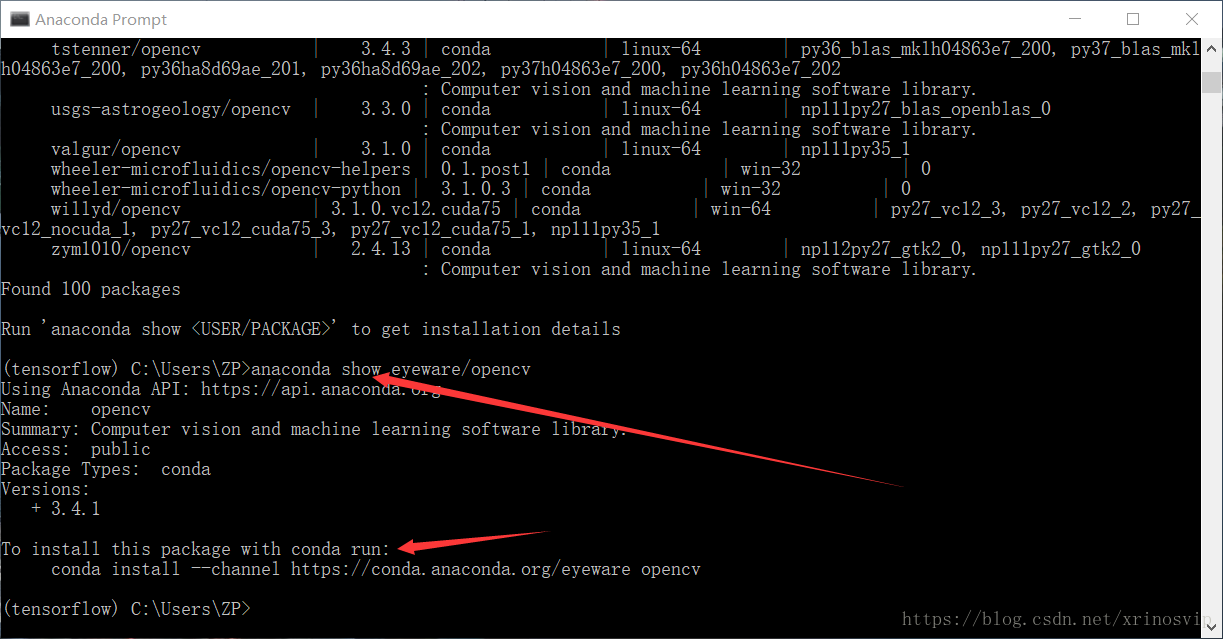 win10 anaconda3环境安装OpenCV3.4（仅需三行代码）_conda安装opencv3.4.3-CSDN博客