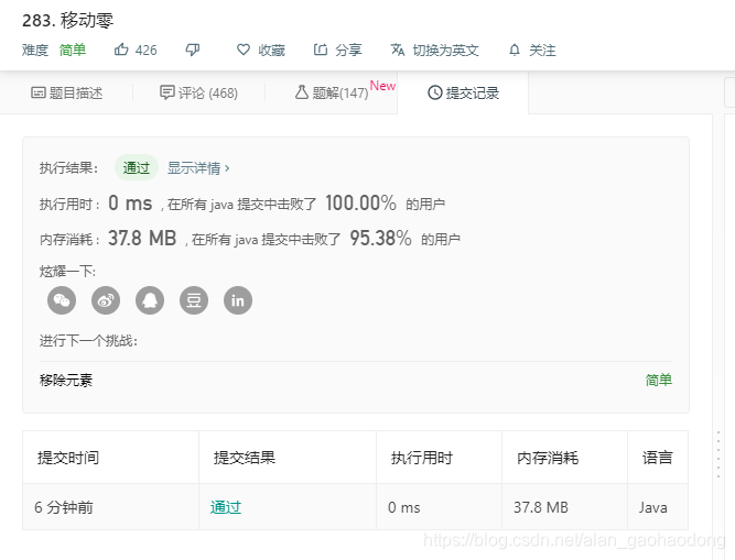 移动零（leetcode第283题）java实现leetcode 移动零java Csdn博客 0011