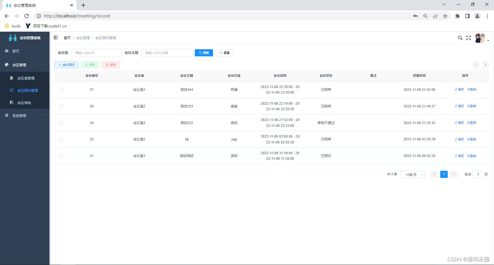 基于SSM+SpringBoot+MySQL+Vue前后端分离的会议室预约管理系统_vue模拟企微会议室管理-CSDN博客