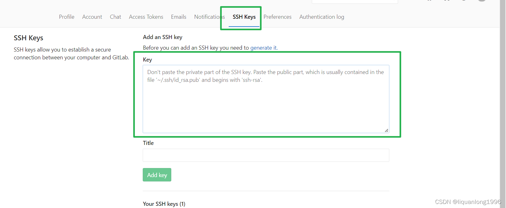 GitLab SSH Key配置指南-CSDN博客