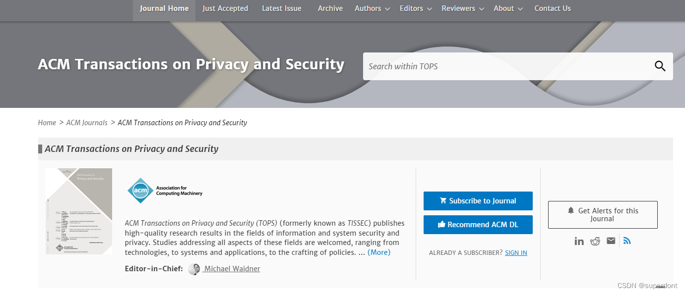 【期刊】ACM Transactions on Privacy and Security-CSDN博客