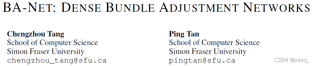 2019年ICLR论文BA-NET: DENSE BUNDLE ADJUSTMENT NETWORKS论文阅读笔记_bundle adjustment revisited-CSDN博客