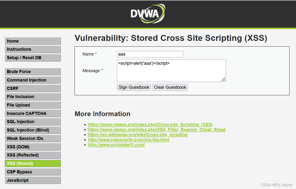DVWA——XSS(Stored)_dvwa存储型xss图片点击没反应-CSDN博客