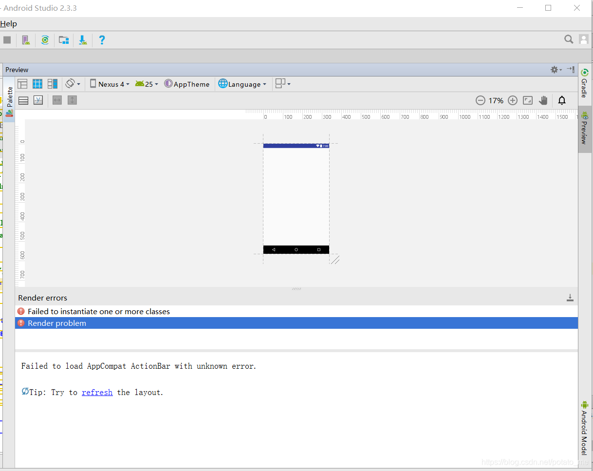 Android导入android-support-v4.jar报错Failed to load AppCompat ActionBar with unknown errors._failed ...